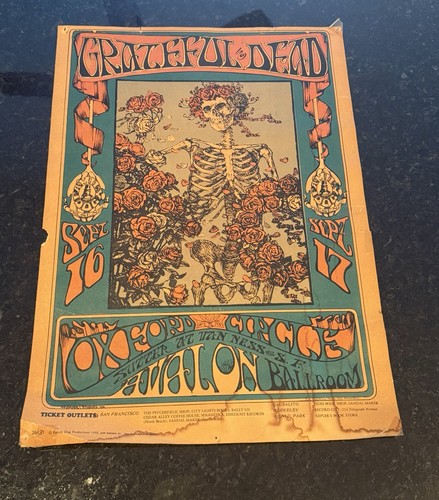 1966 Grateful Dead FD-26-2, Avalon Ballroom ORIGINAL Skeleton & Roses ...
