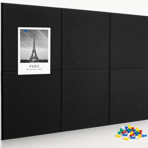 Black Cork Bulletin Board 24"x36", 6 Pack Removable Felt Cork Board ...