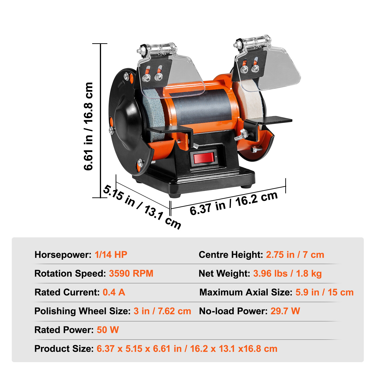 3" BenchTop Jewelry Polisher Buffer Double-head Bench Grinder Speed ...