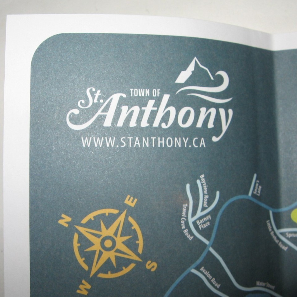 Town of St Anthony Map Newfoundland Canada Points of Interest | eBay