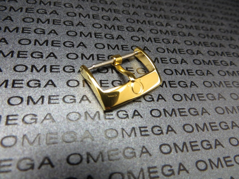 New 16mm Authentic OMEGA Stainless Steel Tang Buckle Gold Plated Polish ...