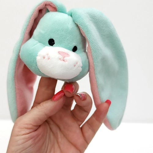 Unbranded Lop Eared Bunny Rabbit Finger Puppet Teal Pink Velour Soft 3 ...