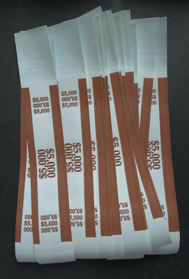 20 - Brown $5,000 Cash Money Self-Sealing Straps Currency Bands | eBay