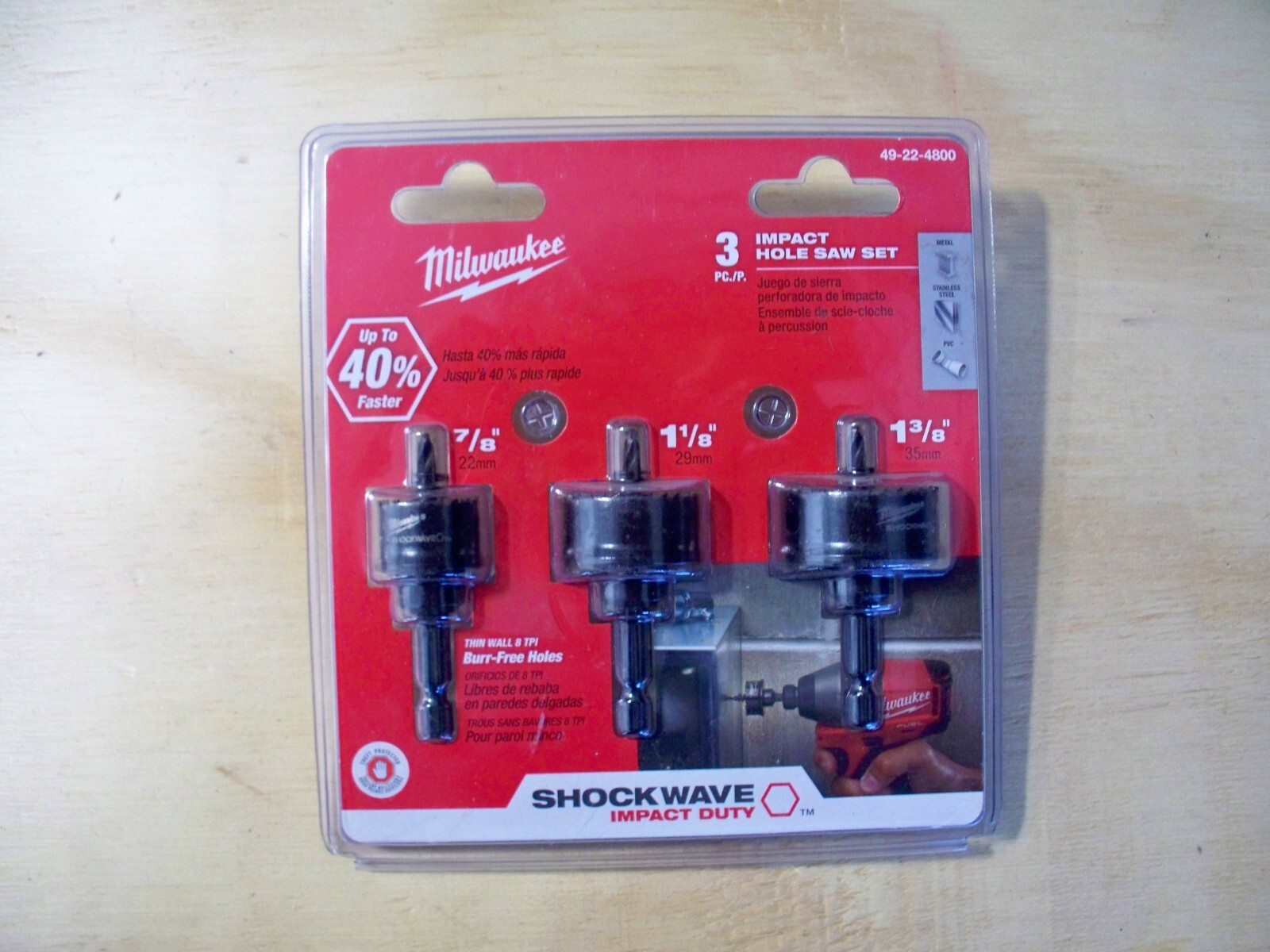 Milwaukee 49-22-4800 hole saw kit with 2 extensions and extra hole saw ...