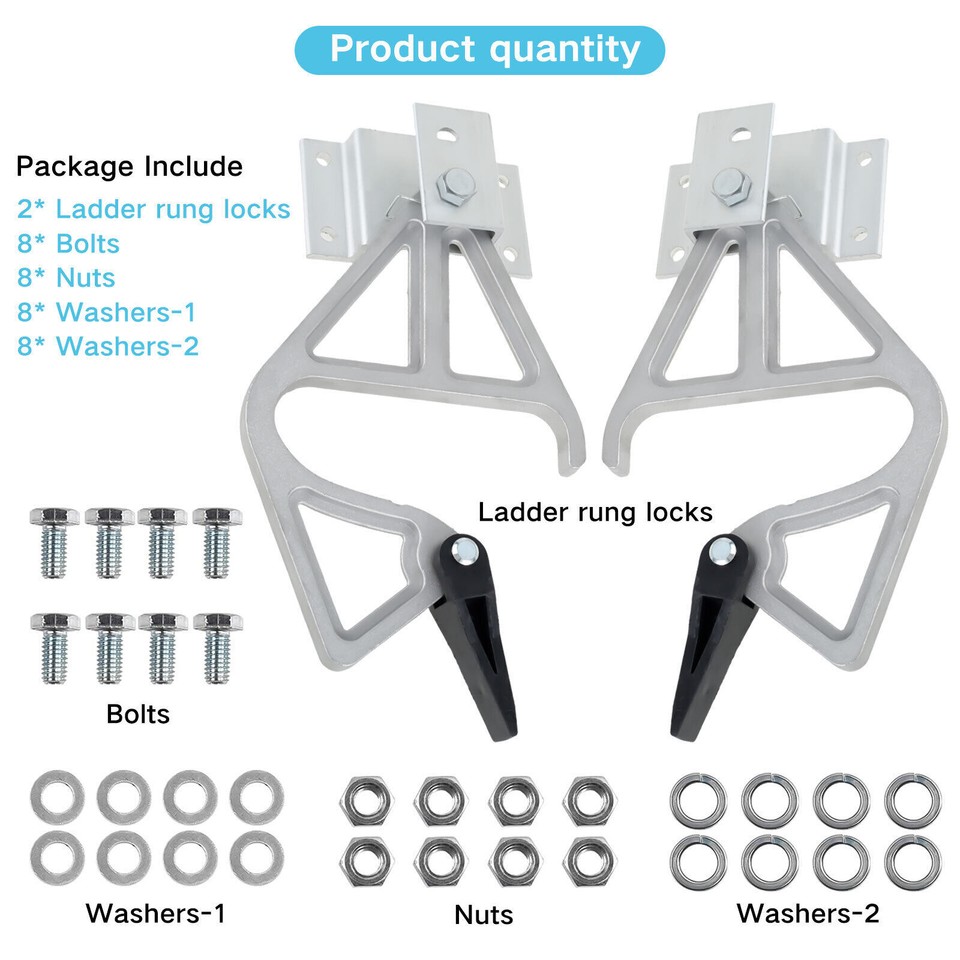 2Pcs Extension Ladder Locks Aluminum Alloy Rung Lock Kit Sturdy Ladder ...