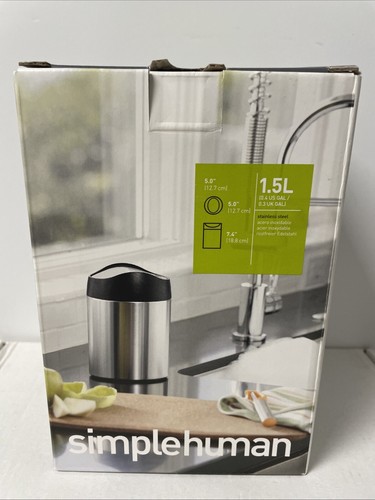 Simplehuman 1.5 Liter / 0.4 Gallon Mini Countertop Trash Can, Brushed Stainless | eBay Australia