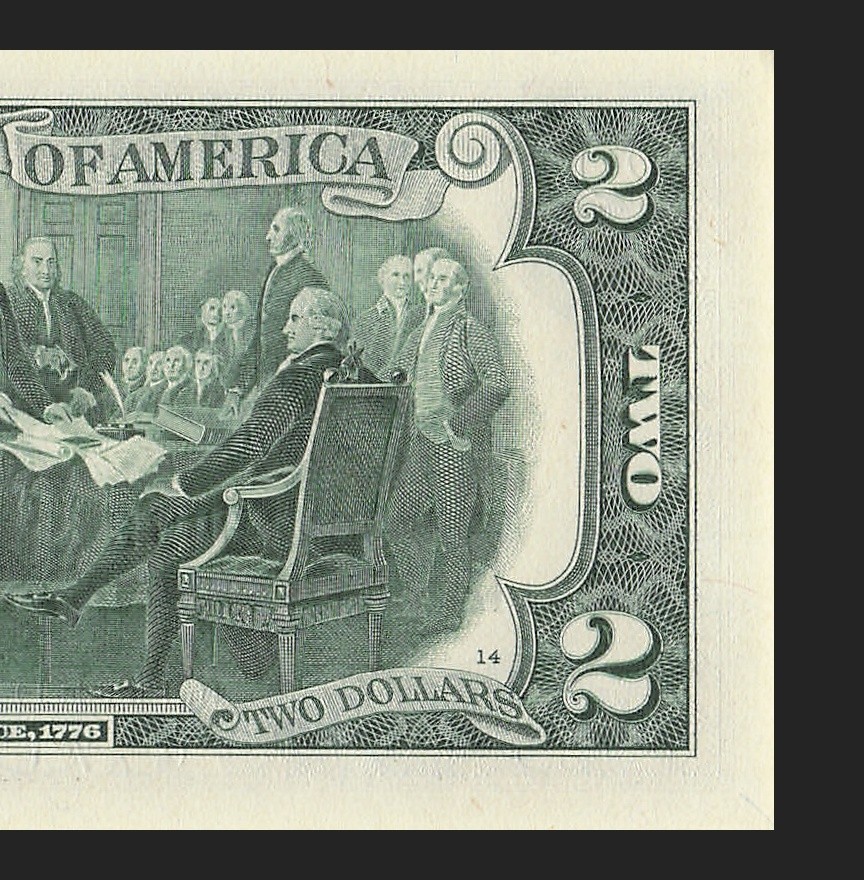 1737 1945 Tombstone Date Fancy Serial Number Date Note Two Dollar Bill ...