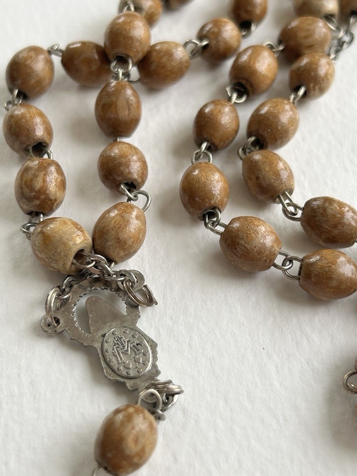 Vintage Italian Wooden Rosary Necklace Prayer Beads INRI Crucifix | eBay UK