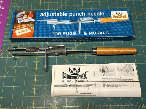 Vintage Phentex Adjustable Punch Needle Tool in Box Manual Rugs Making ...