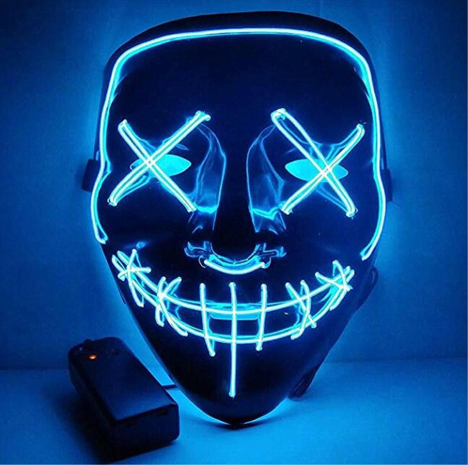 Neon Stitches Halloween Mask LED Light Up Costume Party Purge Rave ...