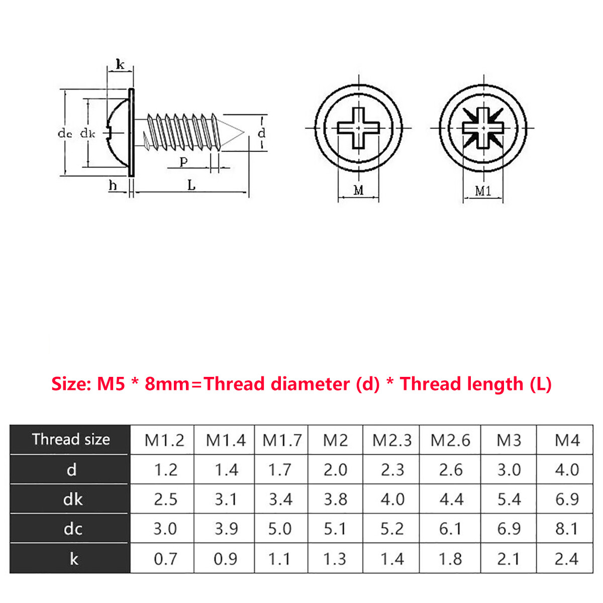 FLANGED SELF TAPPING SCREWS A2 STAINLESS STEEL FLANGE HEAD TAPPERS M1.4 ...