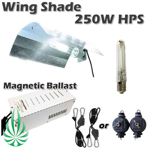 250W Aluminum Wing Shade Lighting Kit HPS Bulb Magnetic Ballast With ...