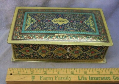 ANTIQUE CIRCA 1920 SCHRAFFT'S METAL CANDY BOX HINGED LID FANCY DESIGN ...