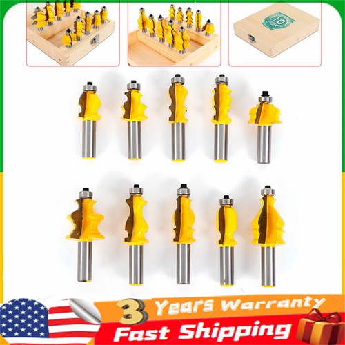 10Pcs 1/2'' Shank Woodworking Milling Tool Architectural Molding Router ...