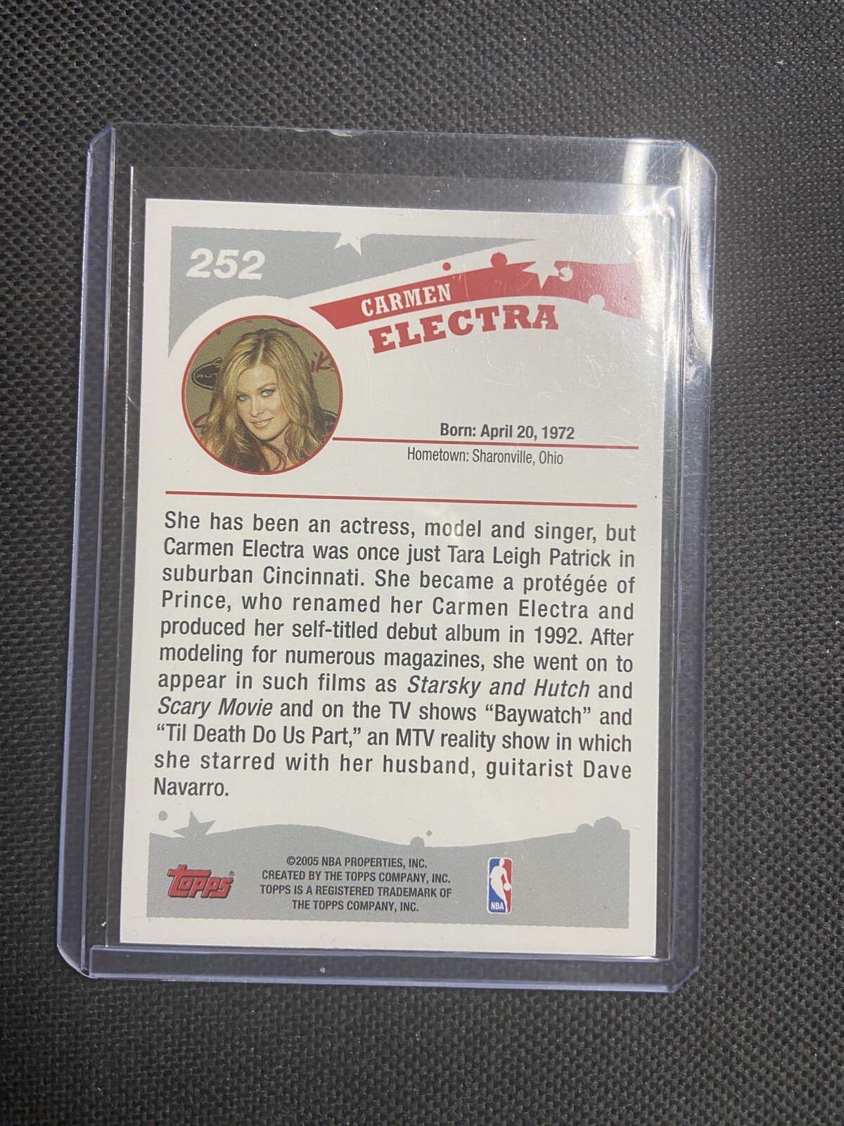2005 Topps Basketball #252 Carmen Electra Rookie RC Actress Model ...
