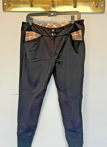 EUC Women's Baker 5A Black Breeches Equine Couture Knee Patch Baker ...