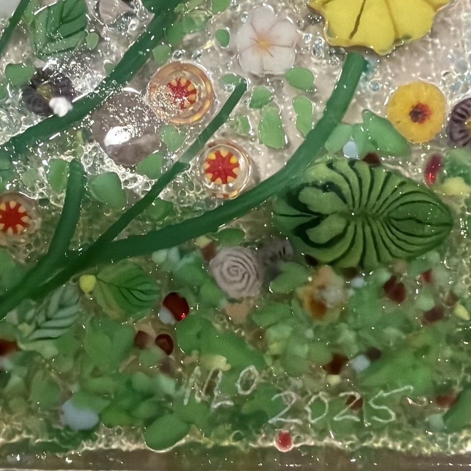 Fused Glass Handmade Square 4”x 4” Multicolor Sun Catcher Signed By ...