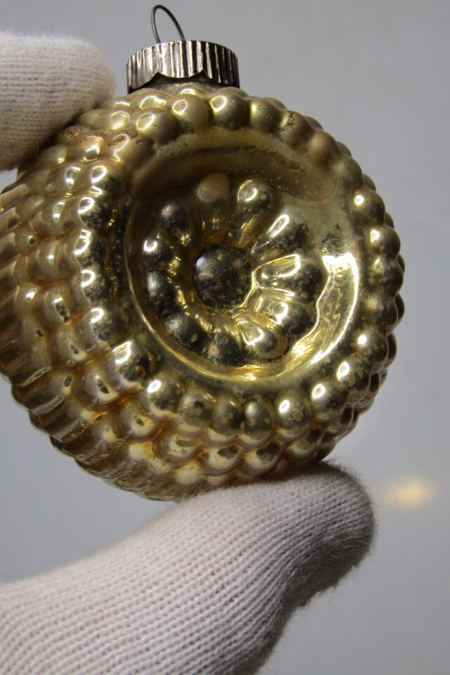 Lot VTG Glass Outdent Double Indent Bumpy OVAL Christmas Ornament Shiny ...