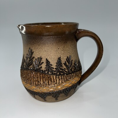 Ron Lederer Creamer Handmade Pottery Landscape Trees Scene Rustic ...