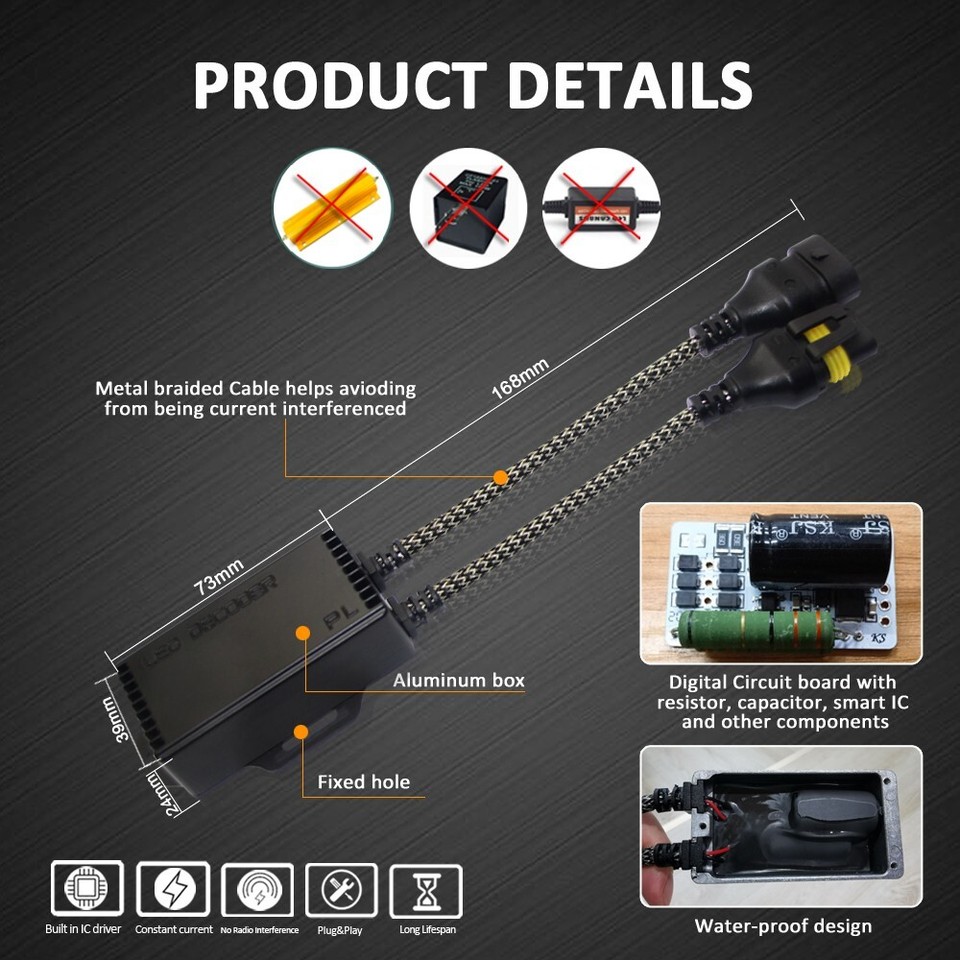 9005/9006 LED Headlight Decoder, Anti-Flicker Canbus Error Canceller ...