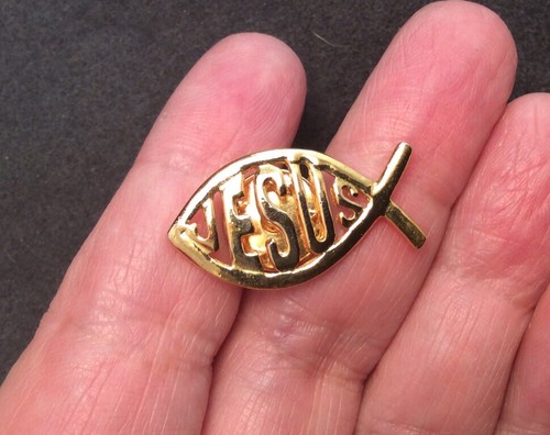 Jesus Christ Ichthys Fish Gold Tone Religious Savior Lapel Pin | eBay