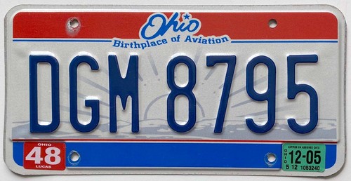 Colorful Ohio 2005 Birthplace of Aviation License Plate DGM 8795 Lucas ...
