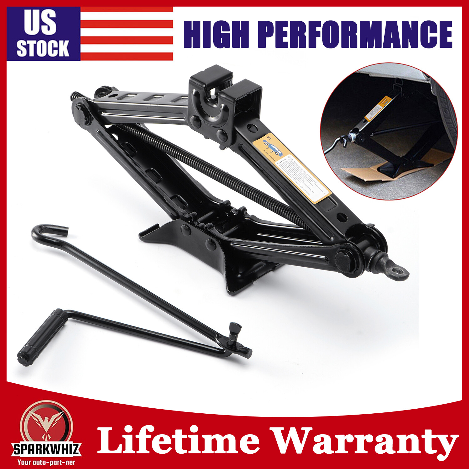 2 Ton Scissor Jack Handle Crank Tool For Car Van Garage Tire Wheel ...