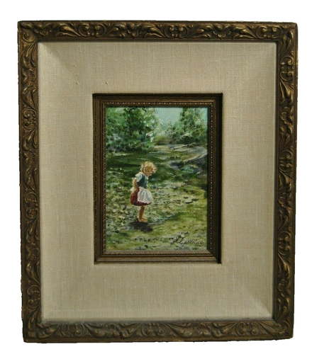 Original PHIL PRENTICE Painting of Child in Meadow Beautifully Framed ...