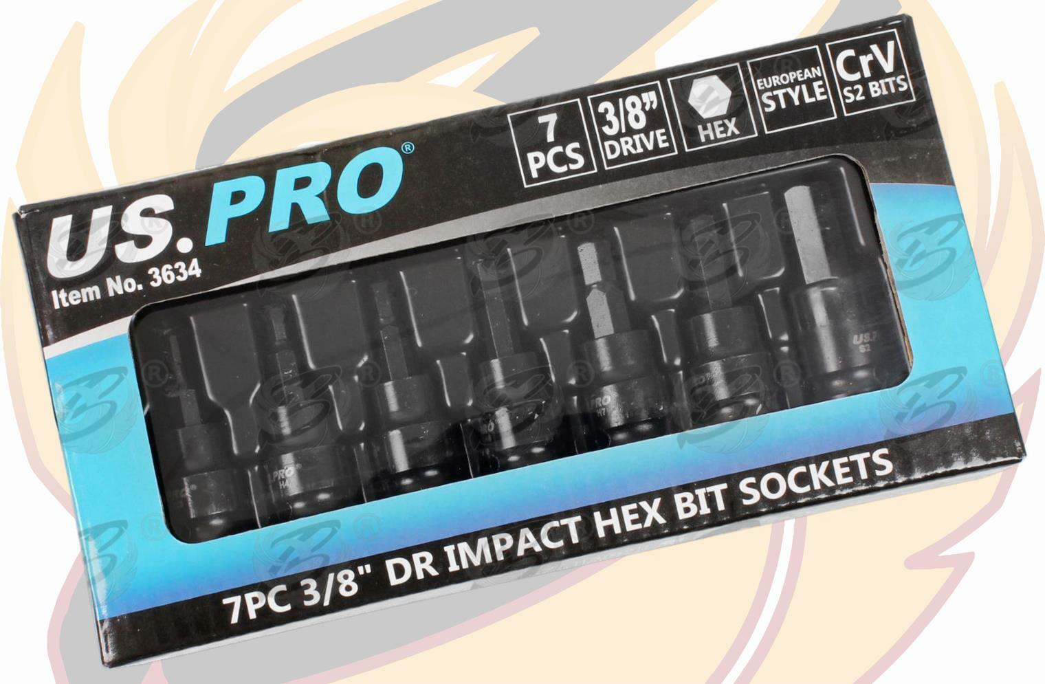US PRO IMPACT HEX BIT Sockets Set 3/8" Drive Impact H3 To H10 Allen Key ...