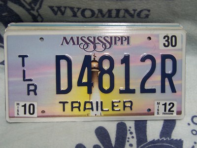 D 4812 R = October 2012 Mississippi Lighthouse Trailer License Plate | eBay