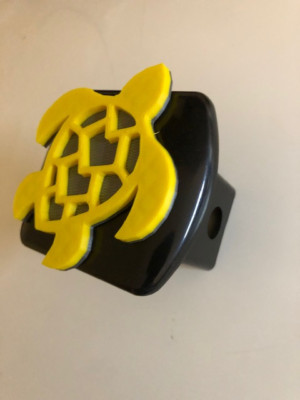 Turtle in 3D Yellow with Grey Shell - Black - 2 inch Trailer Hitch ...