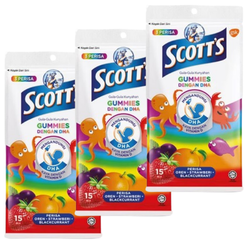 3 X SCOTT'S DHA Chewable Gummies Assorted Flavour 15s - FREE SHIPPING ...