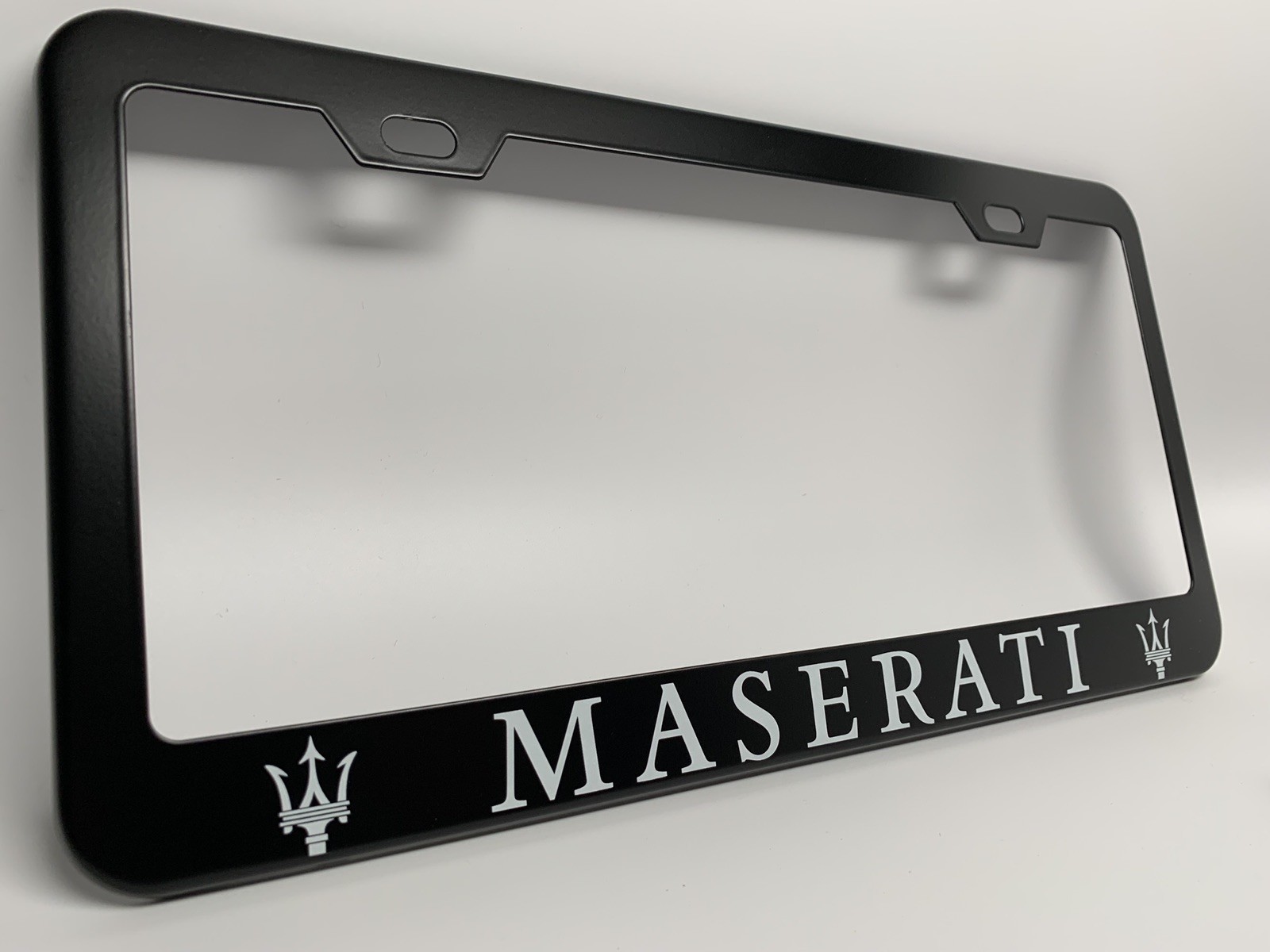 Black "MASERATI" License Plate Frame, Custom Made of Powder Coated ...