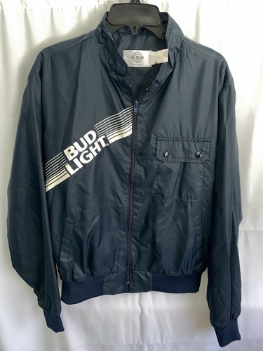 Vintage 80s Bud Light Beer Full Zip Bomber Jacket Mens Large Made USA ...