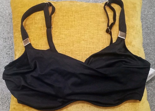 Miraclesuit Women's Black Solid Plunge Bra Bikini Top Size 36D ...
