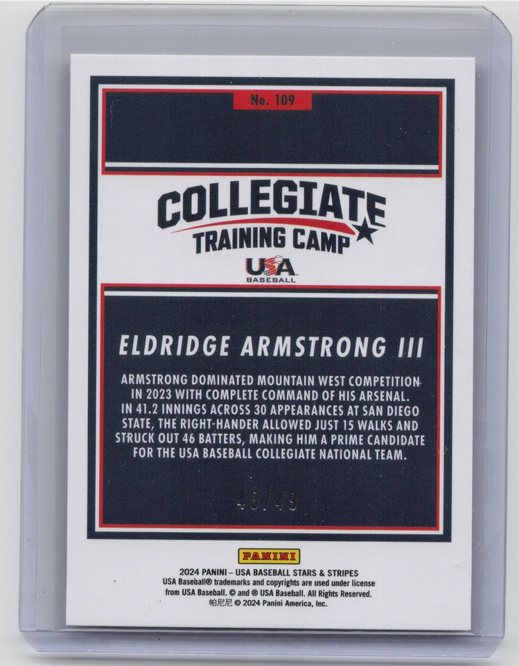 2024 Panini Stars & Stripes #109 Eldridge Armstrong III Infinite /49 | eBay