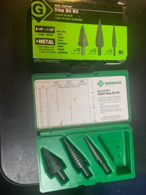 Greenlee Kwik Stepper® Step Bit Kit 1/8 in to 1-1/8 in Cutting dia M/N ...