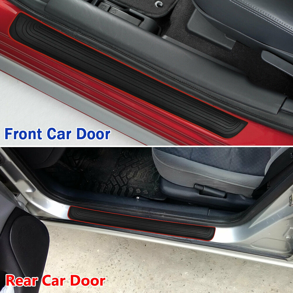 4x Universal Door Scuff Sill Cover Panel Step Protector Rubber Car ...