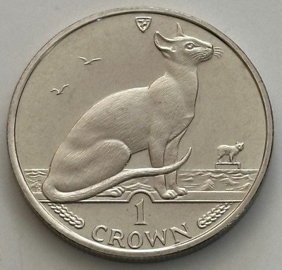 1992 Isle of Man Siamese Cat 1 Crown Coin Brilliant Uncirculated ...