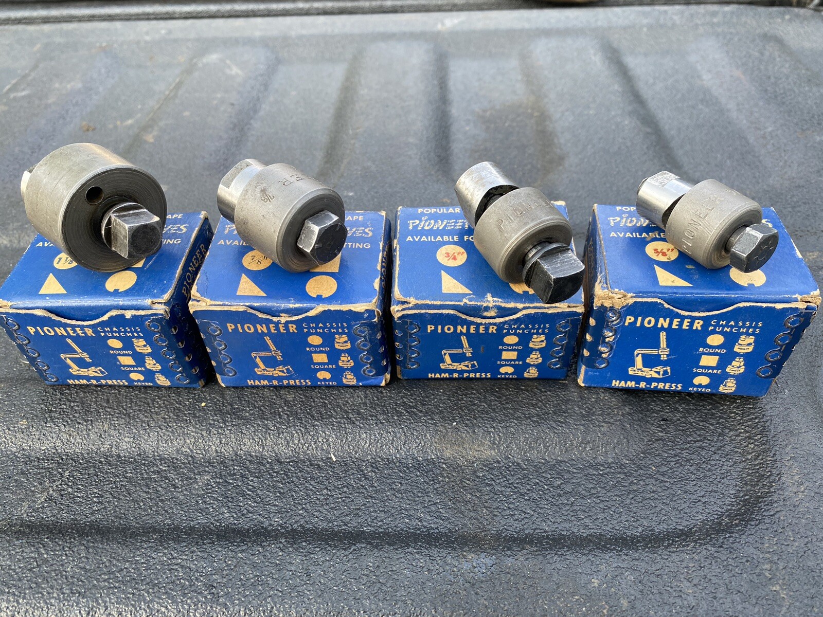 Vintage Pioneer Round Chassis Punches 5/8, 3/4, 7/8, 1-1/8 Greenlee ...