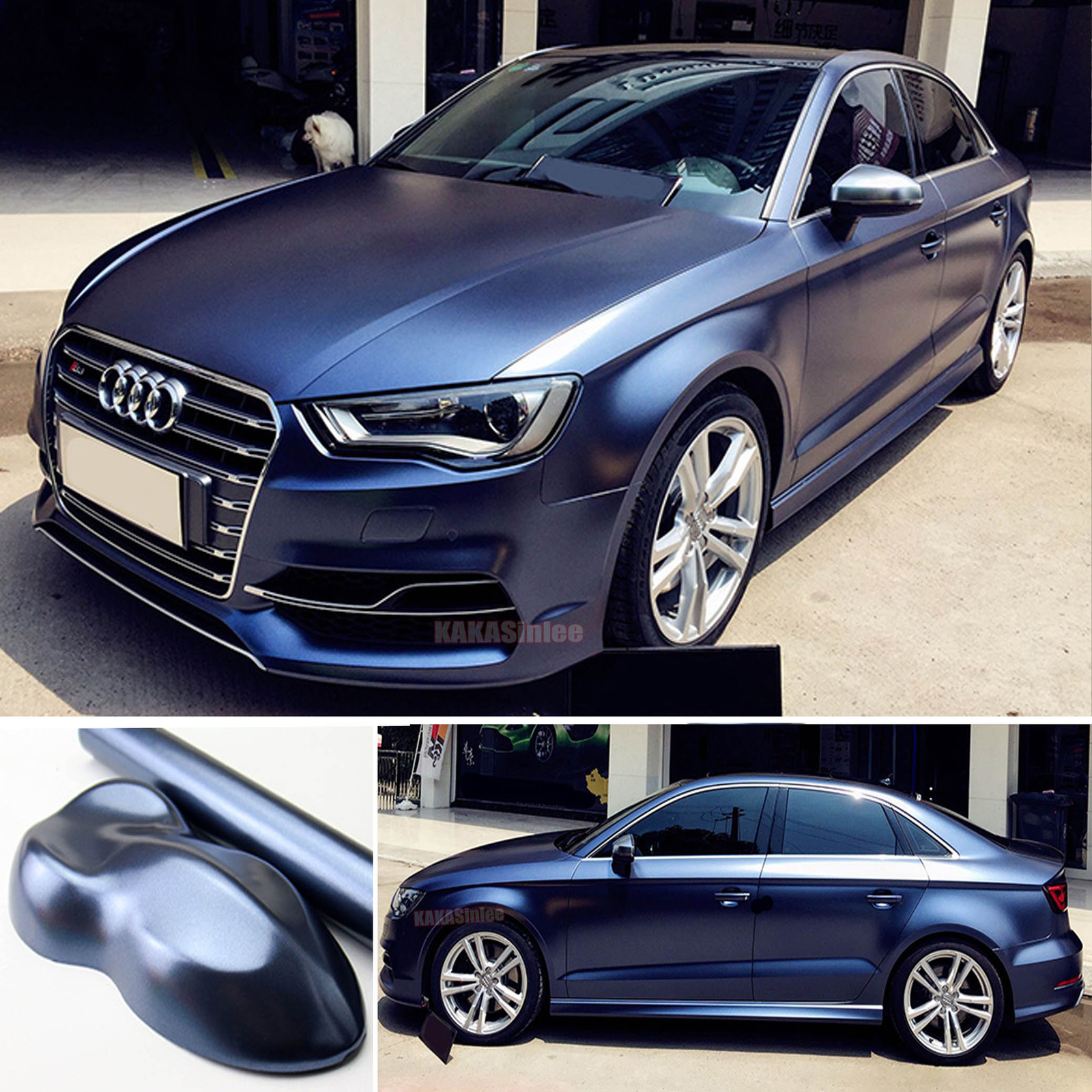 Whole Car Wrap Pearl Metal Satin Chrome Vinyl PVC Sticker Night Blue Flexible US | KAKASinlee ...