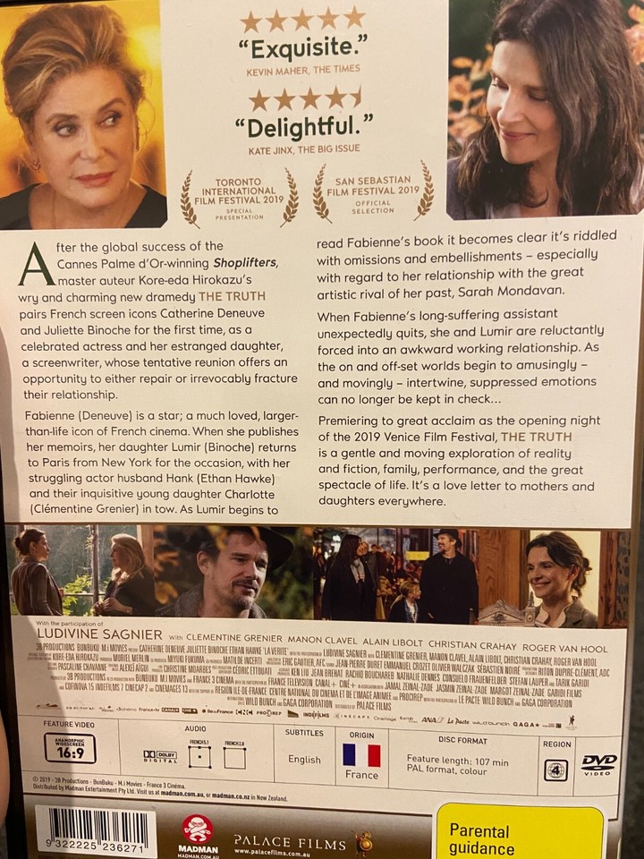 The Truth region 4 DVD (2019 Catherine Deneuve French drama movie ...