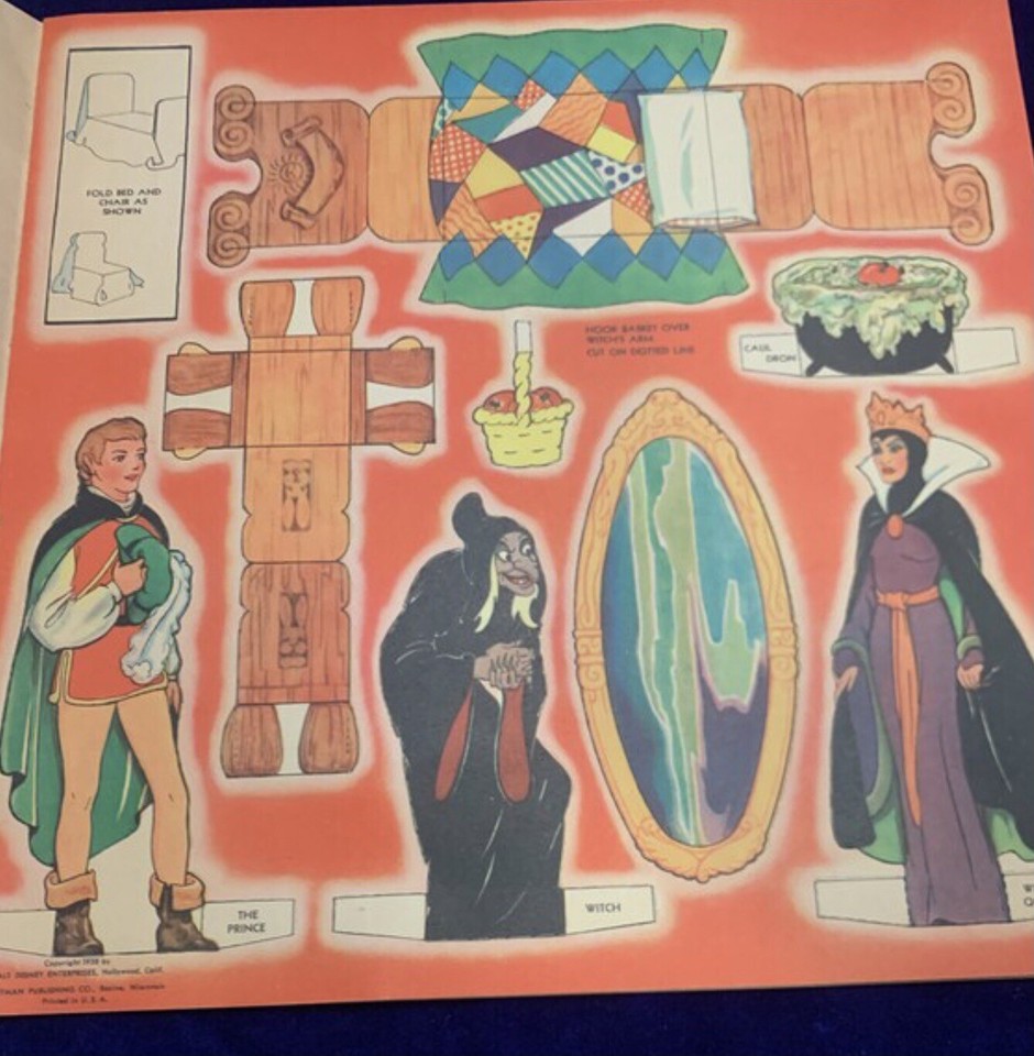 1938 SnowWhite and Seven dwarfs paper Doll cutout book | eBay