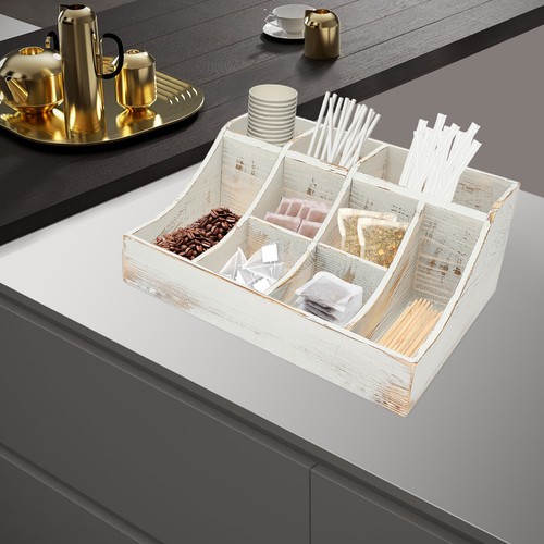 Condiment Organizer Organizer With 9 Compartment Wooden Condiment ...