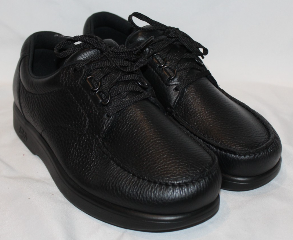 SAS Bout Time Running Shoes Men's Black Leather Lace-Up Low Top ...