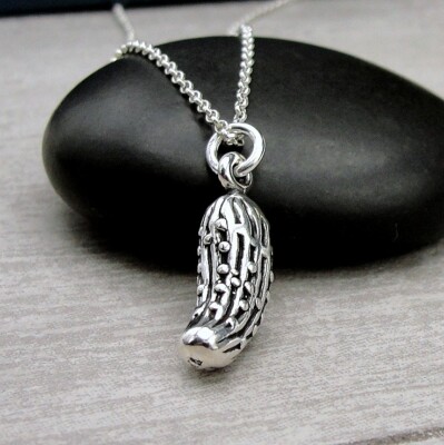 925 Sterling Silver Pickle Necklace - Pickle Charm - Cucumber Charm ...