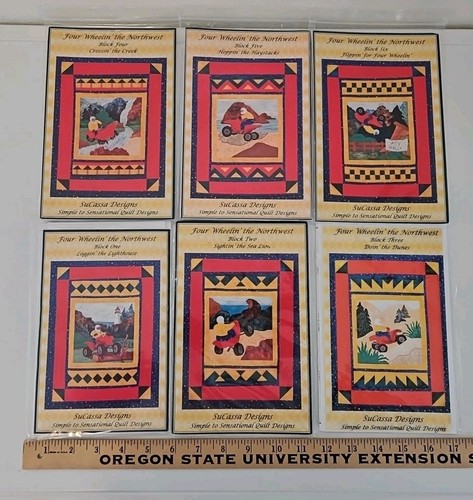 LOT OF 6 SuCassa Designs FOUR WHEELIN' THE NORTHWEST ATV Quilt Block ...