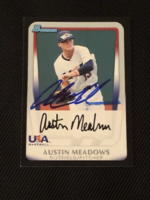 AUSTIN MEADOWS 2011 BOWMAN USA BASEBALL ROOKIE SIGNED AUTOGRAPHED CARD ...