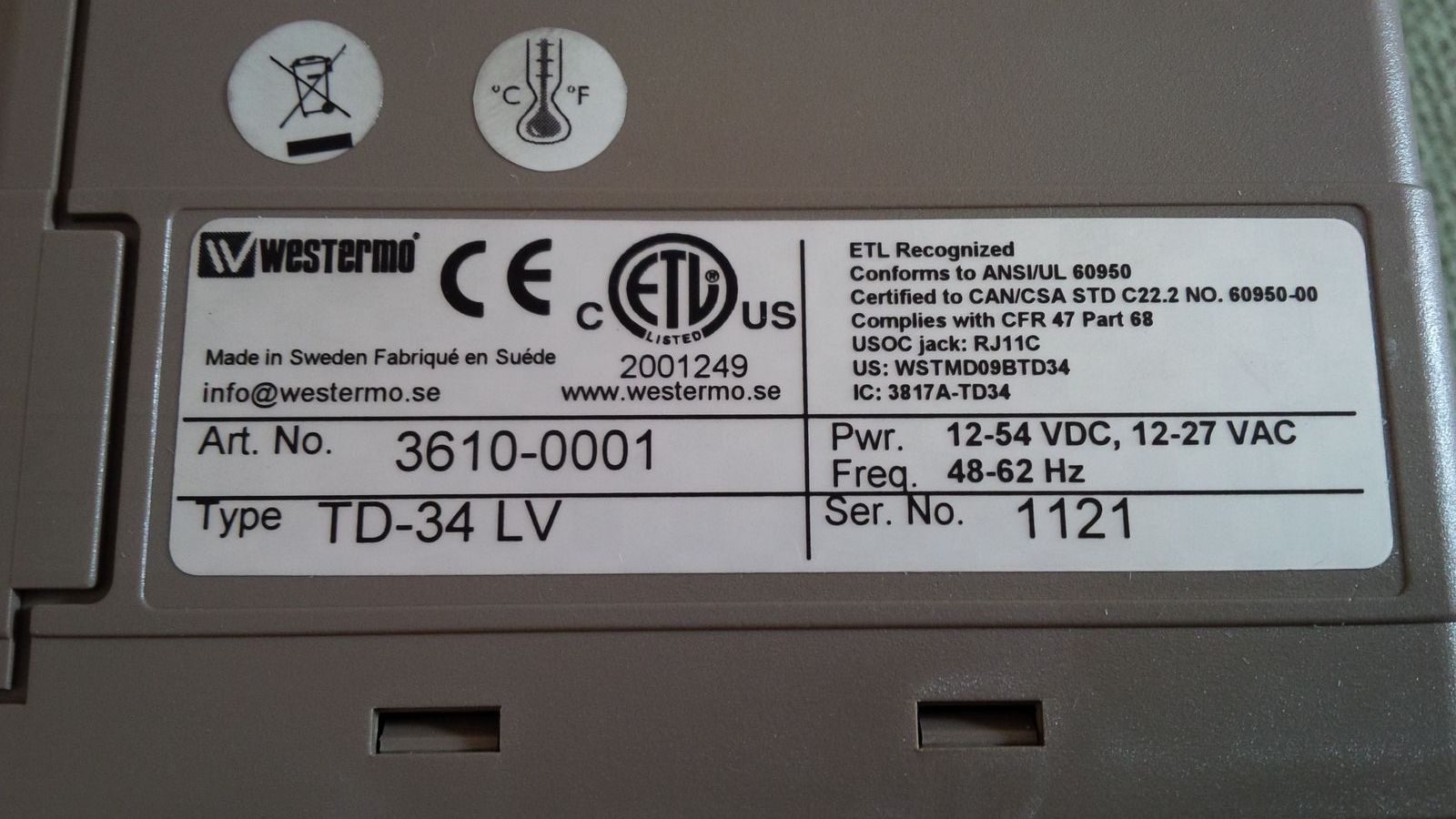WESTERMO TD-34 LV INDUSTRIAL TELEPHONE MODEM | eBay
