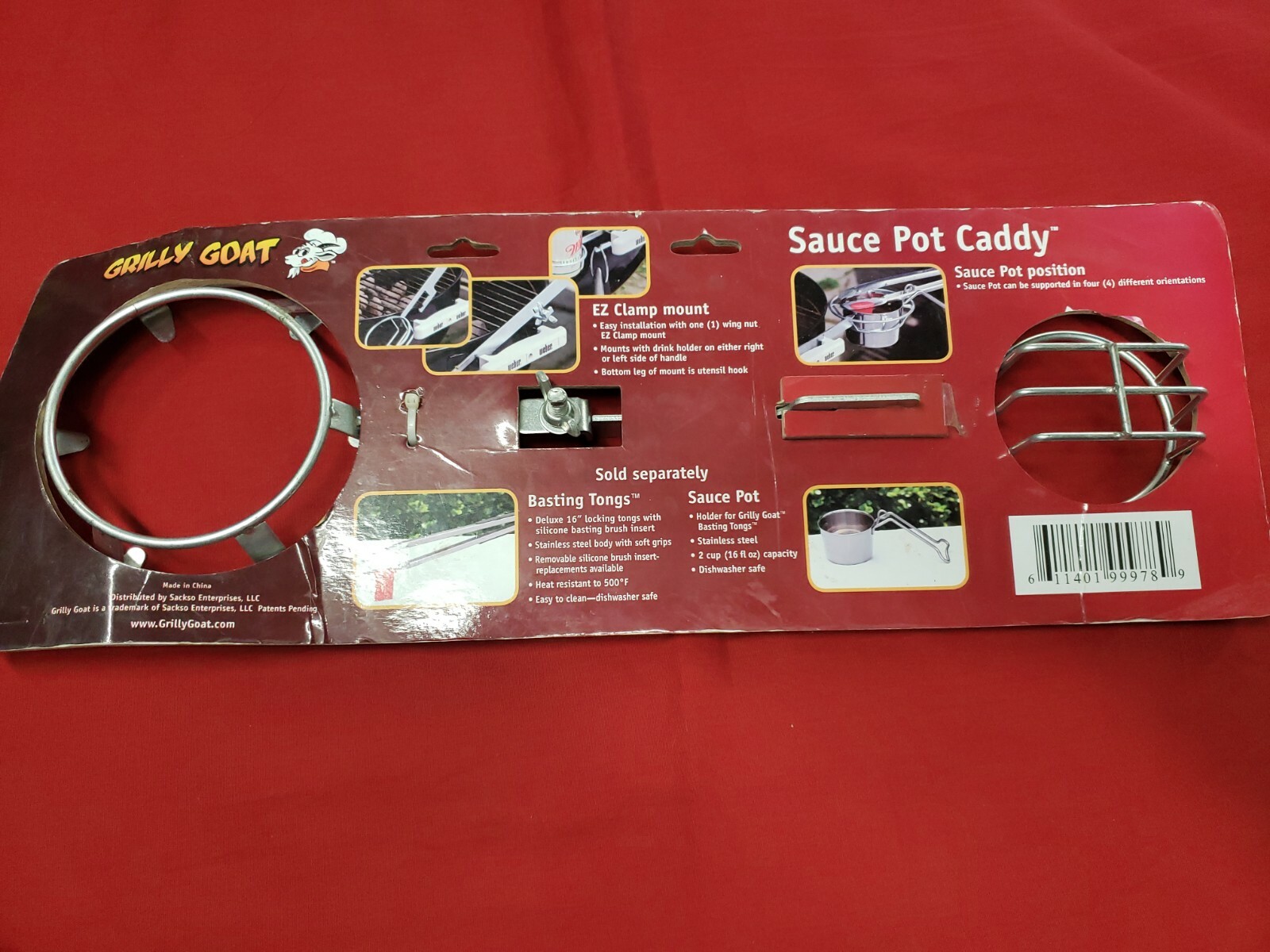 Grilly Goat Sauce Pot Caddy Drink Holder & Utensil Hook - Fits Weber ...